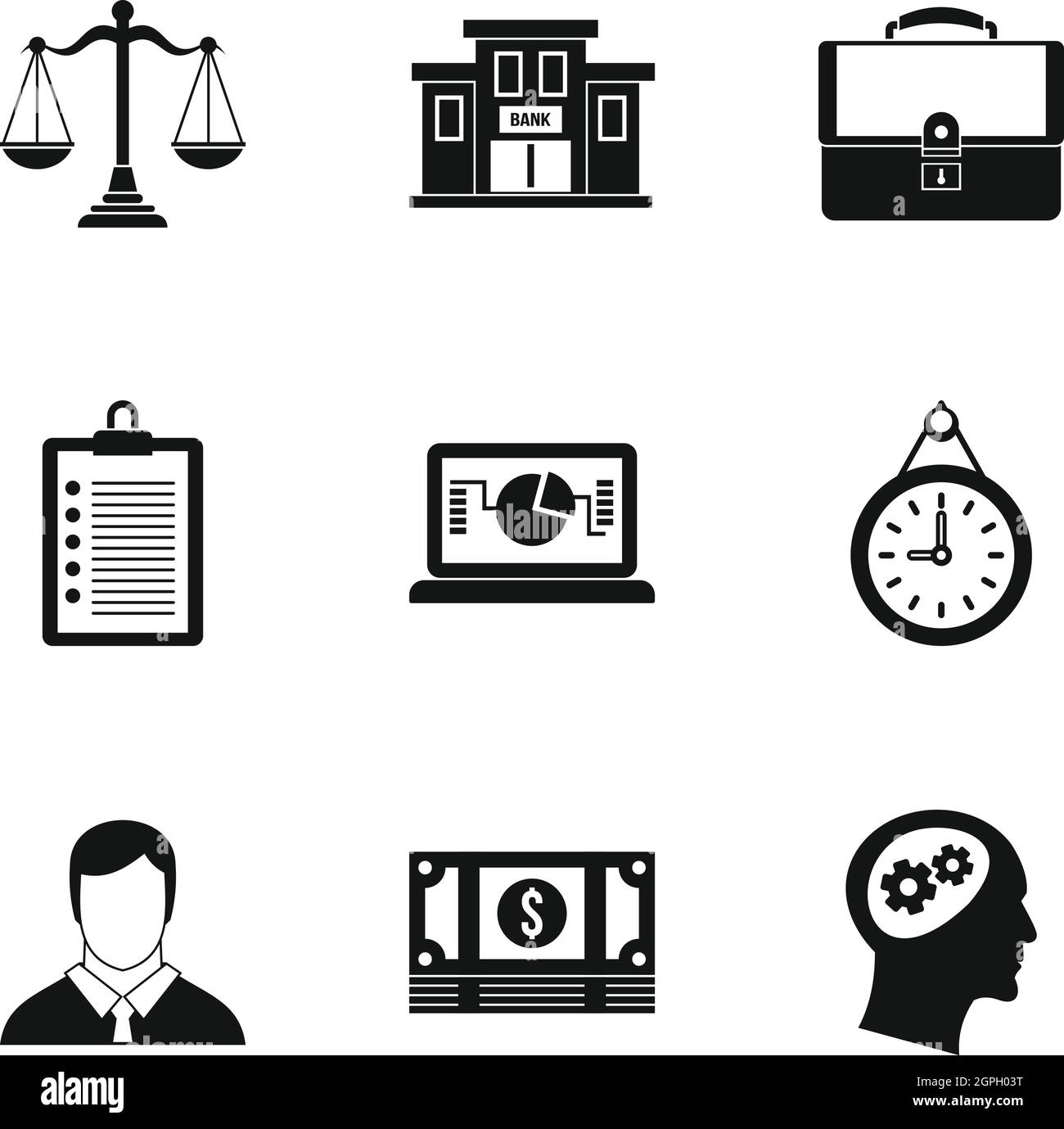 Office icons set hi-res stock photography and images - Alamy