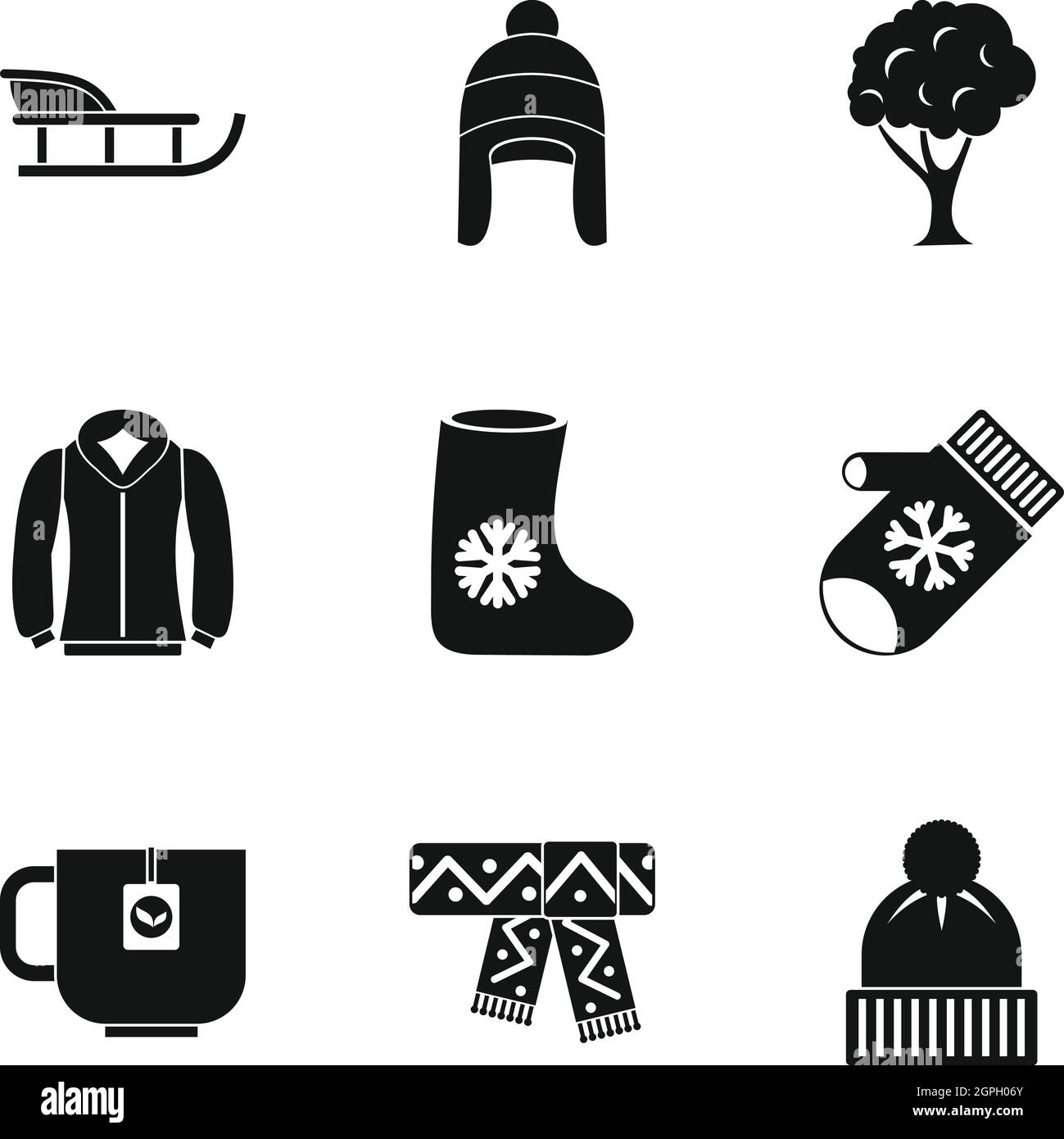 Sled simple vector icon Black and White Stock Photos & Images - Alamy