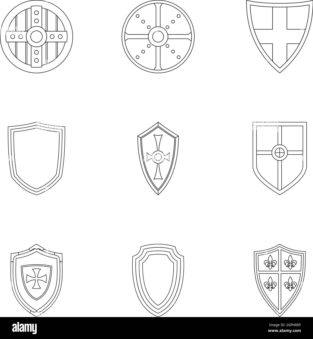 Outline shield icons Stock Vector Images - Alamy