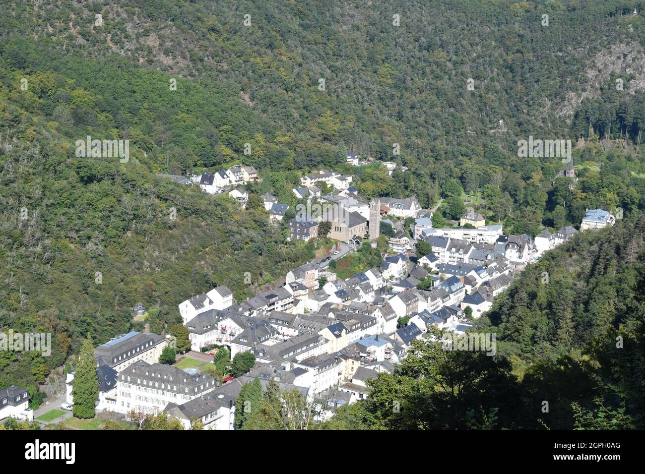 view across spa village Bad Bertrich in the Eifel Stock Photo - Alamy