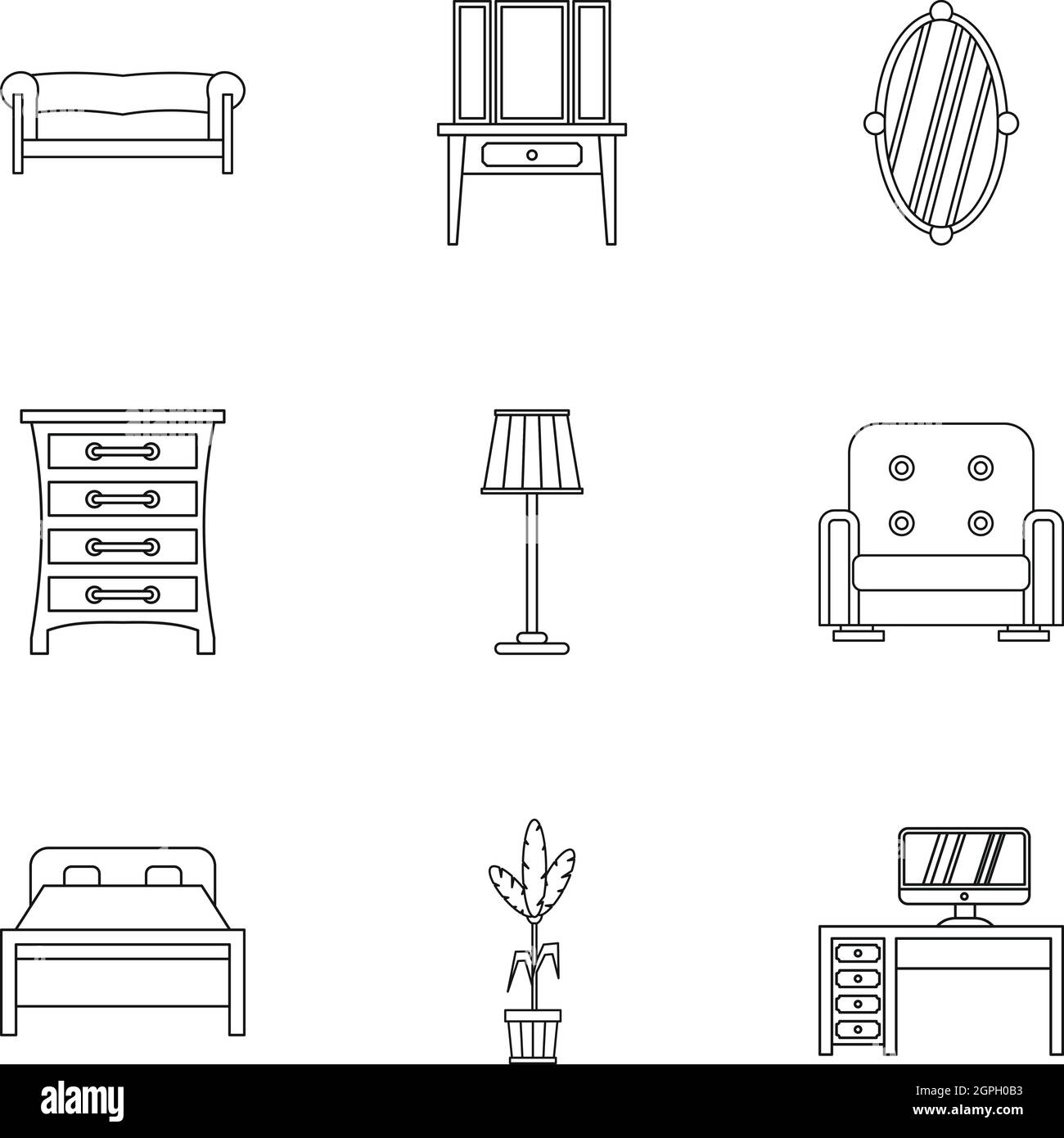 Set table outline collection Stock Vector Images - Alamy