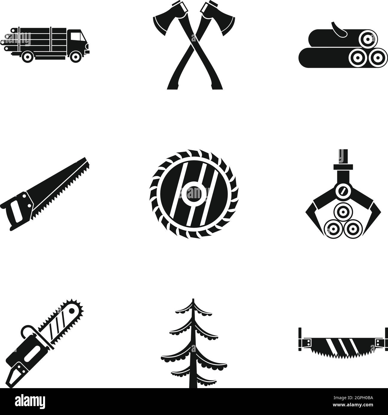 Cutting down trees icons set, simple style Stock Vector Image & Art - Alamy