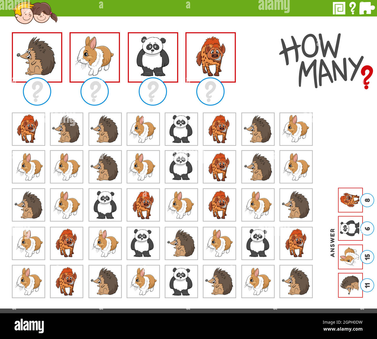 how many cartoon animal characters counting game Stock Vector Image ...