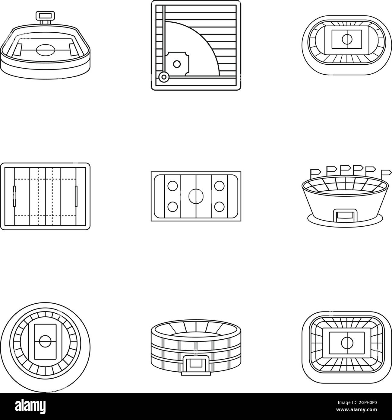 Stadium icons set, outline style Stock Vector Image & Art - Alamy