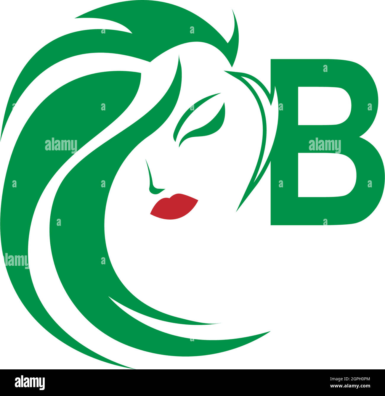 Letter B with woman face logo icon design vector Stock Vector Image ...