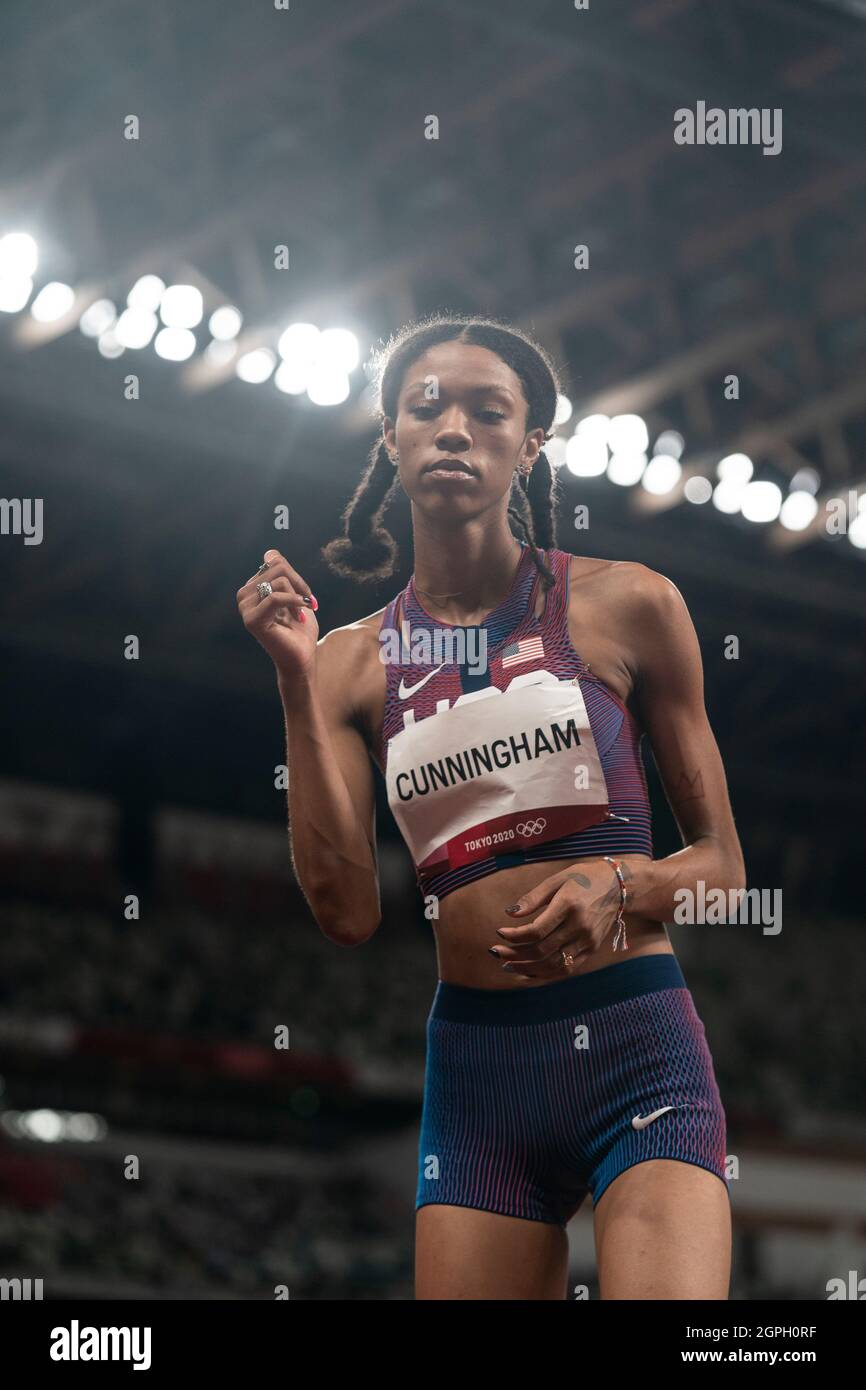 Vashti Cunningham participating in high jump at the Tokyo 2020 Olympic ...