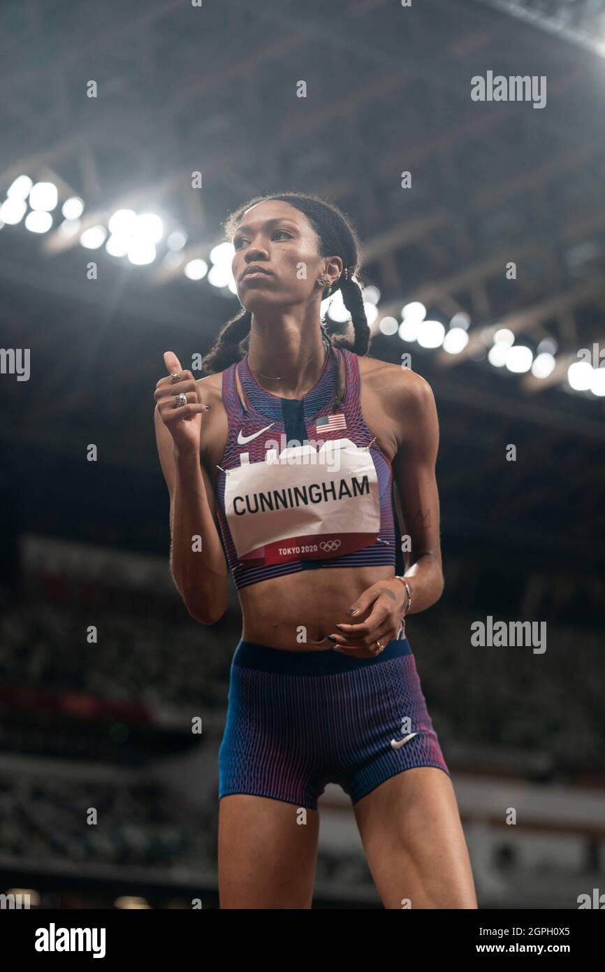 Vashti Cunningham participating in high jump at the Tokyo 2020 Olympic ...
