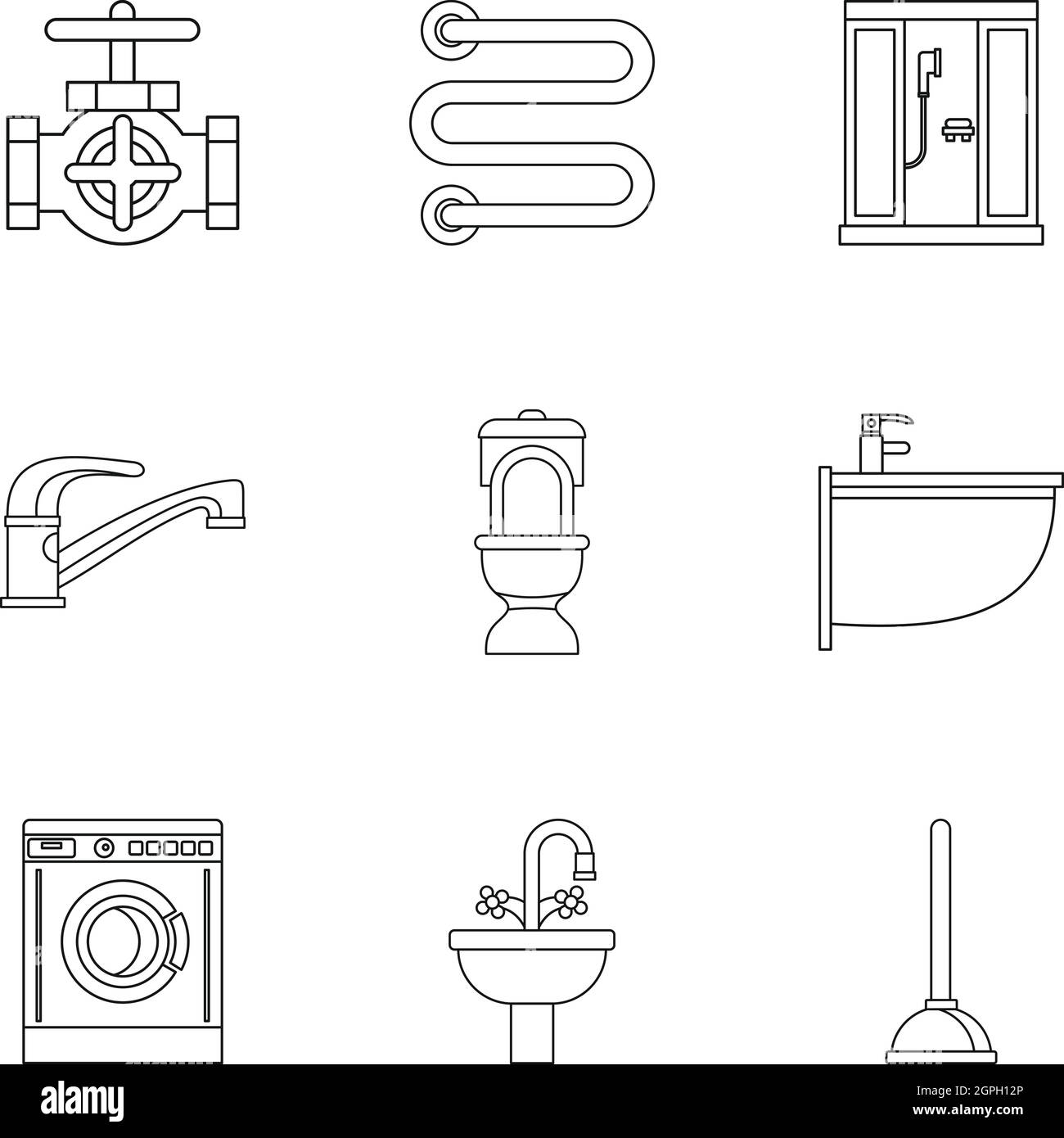 Bathroom outline hi-res stock photography and images - Alamy