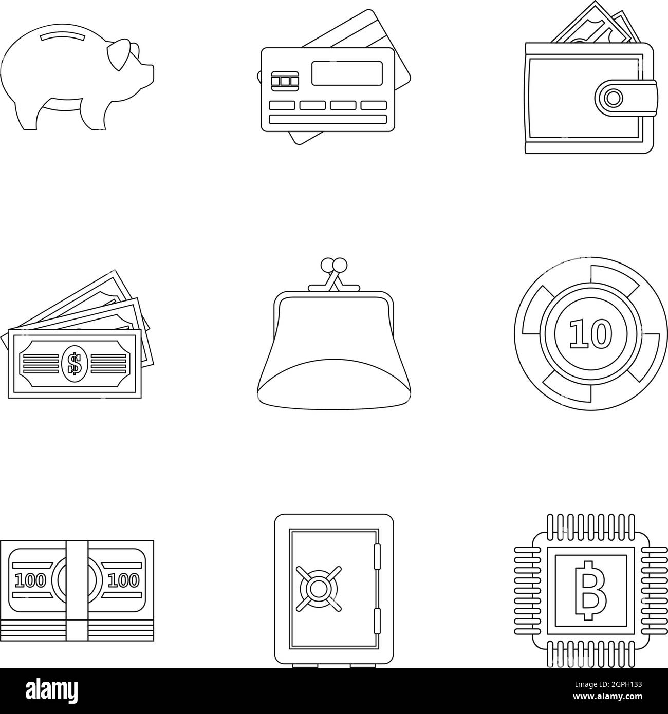 Finance icons set, outline style Stock Vector Image & Art - Alamy