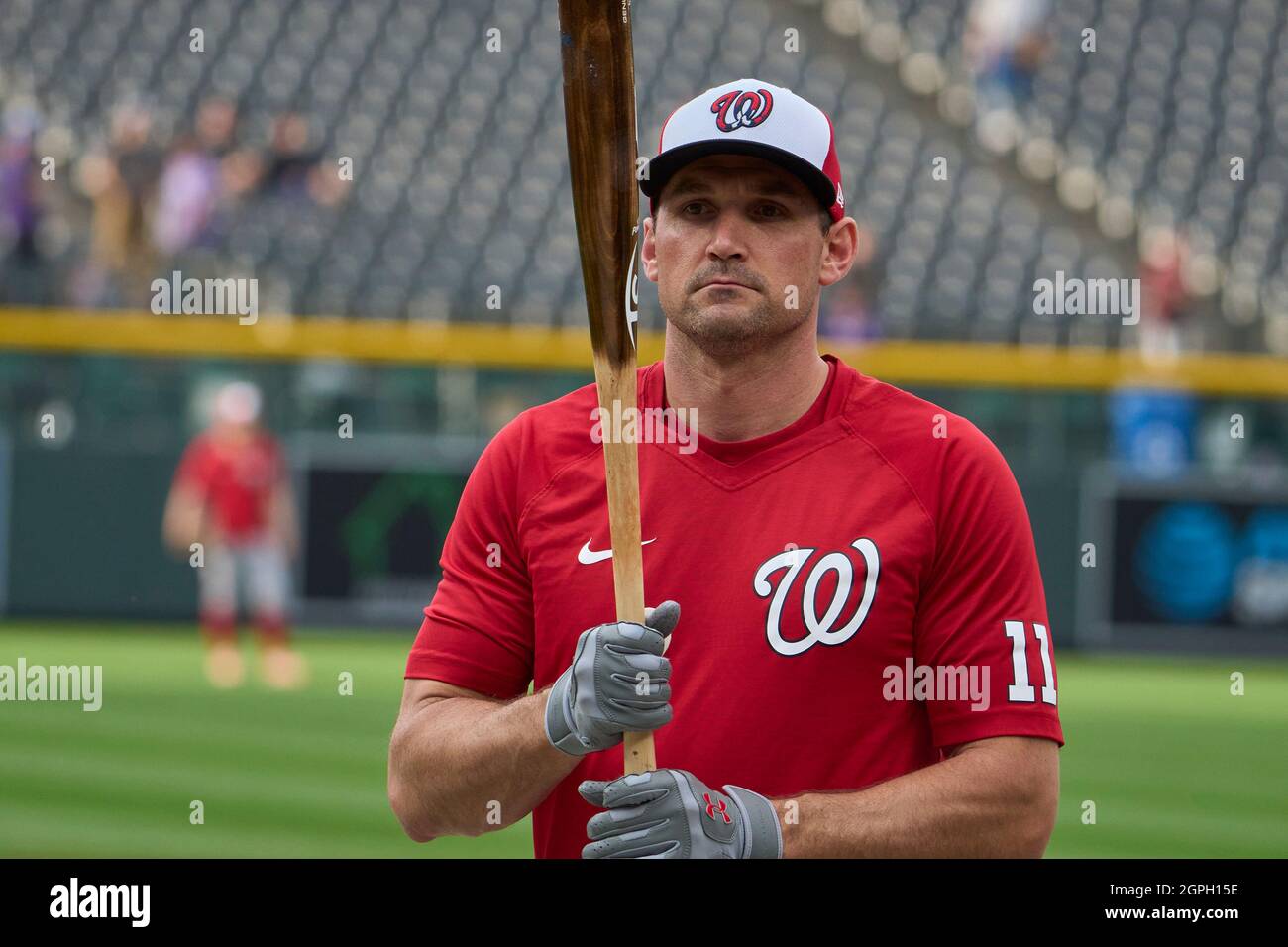 Denver CO, USA. 28th Sep, 2021. Washington first baseman Ryan Zimmerman ...