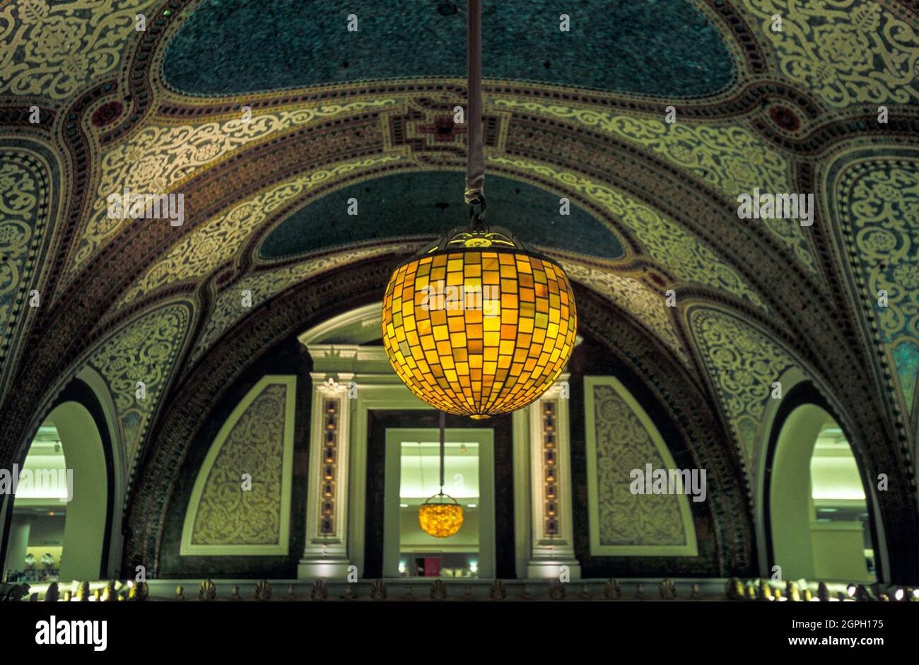Ceiling of the Chicago Cultural Center. Preston Bradley Hall. The ...