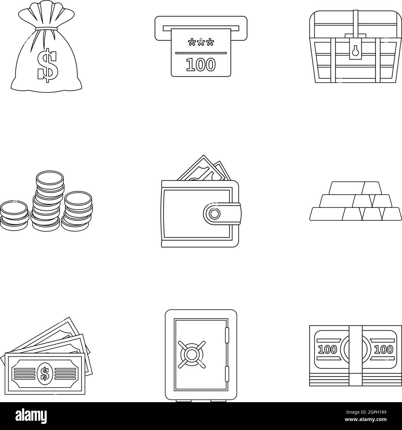 Money icons set, outline style Stock Vector Image & Art - Alamy