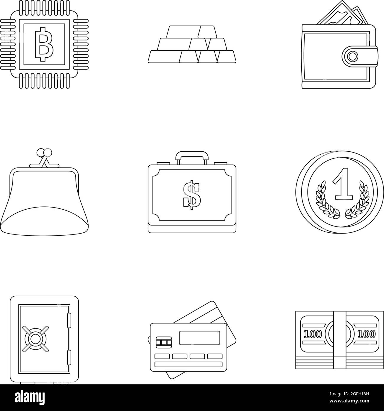 Bank finance outline icons Black and White Stock Photos & Images - Alamy