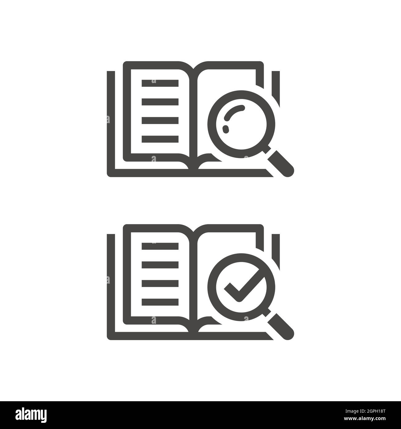 Open book with magnifier and checkmark icon Stock Vector Image & Art ...