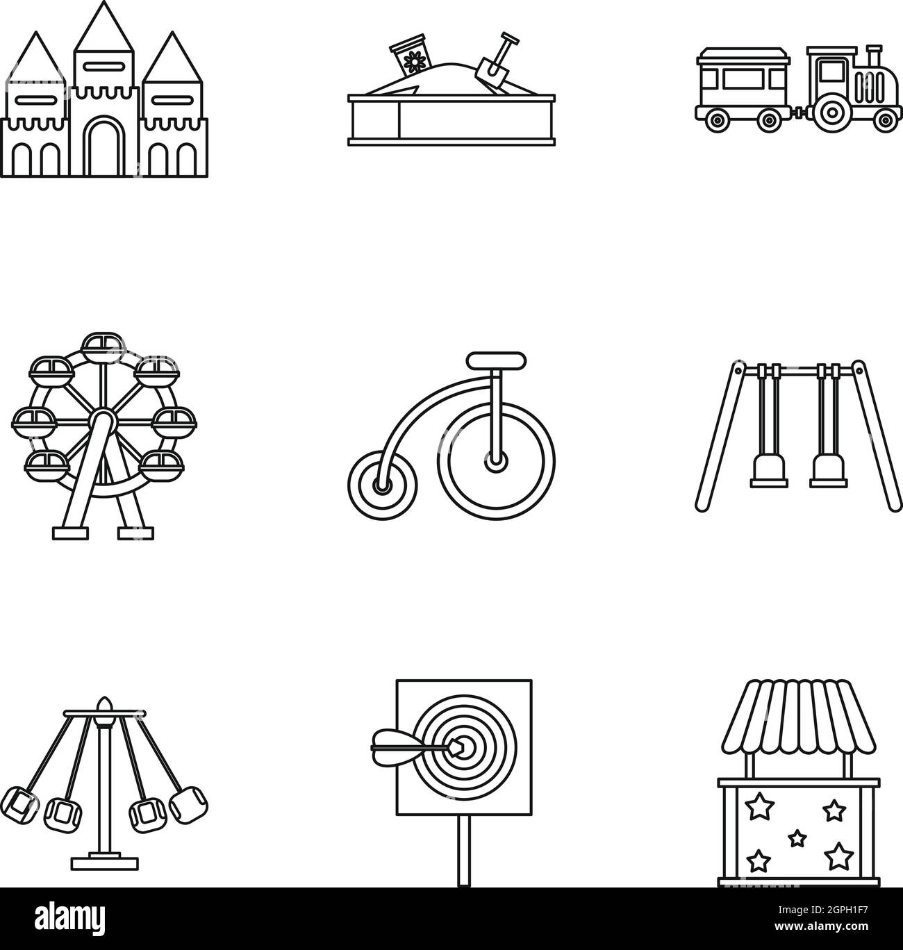 Children rides icons set, outline style Stock Vector Image & Art - Alamy