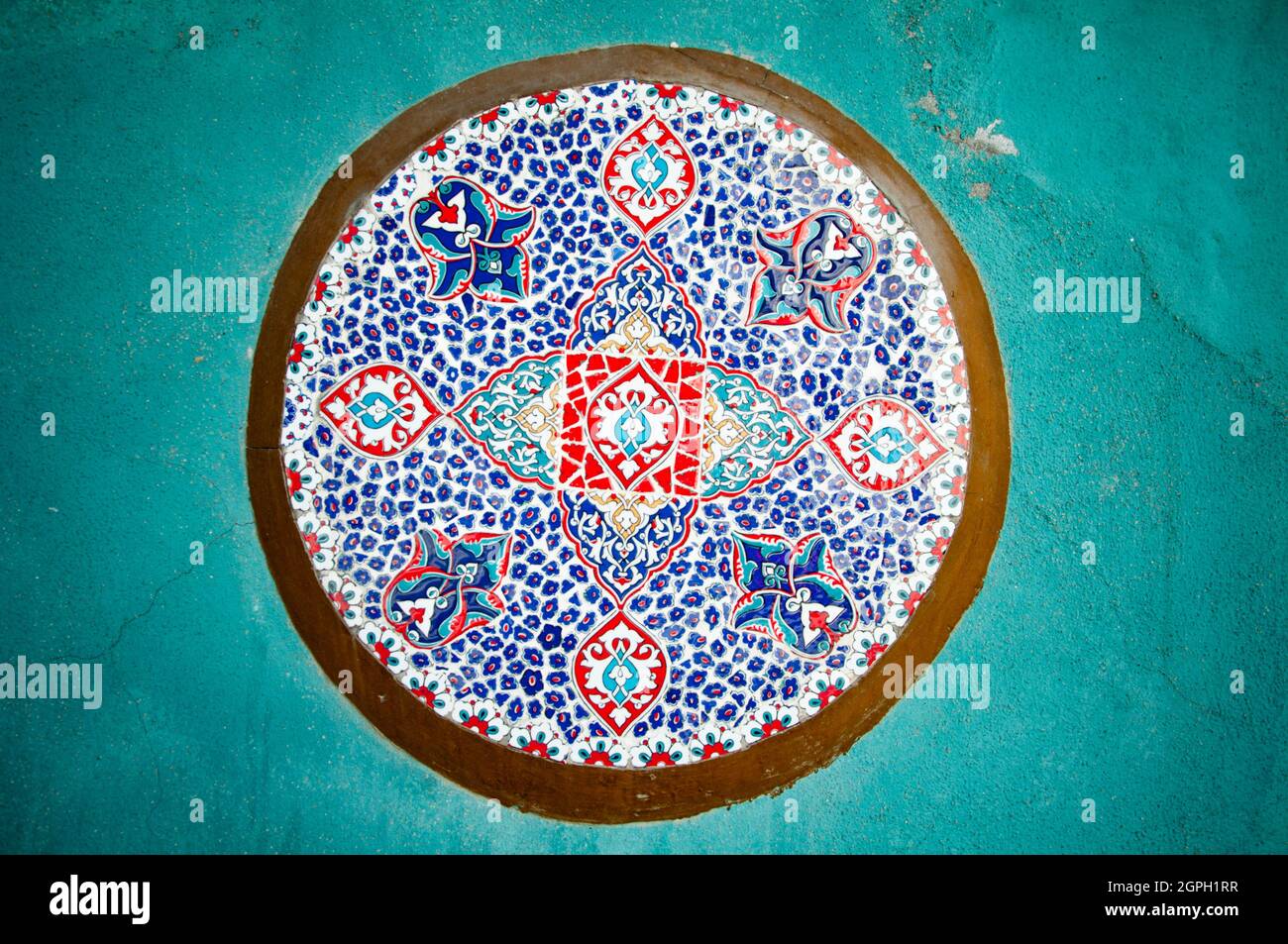 Turkish traditional ornament on the turquoise wall Stock Photo - Alamy