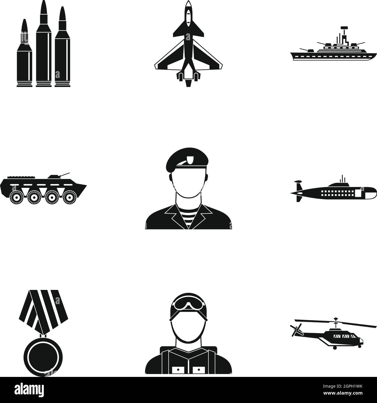 Equipment for war icons set, simple style Stock Vector Image & Art - Alamy