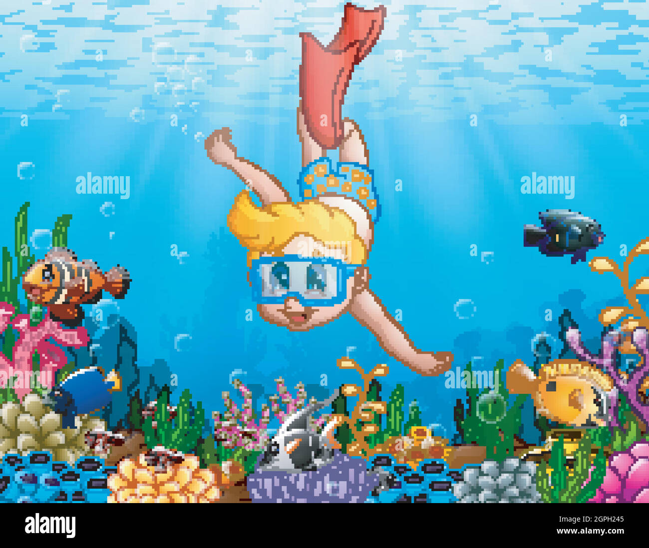 Boy Diving Into Sea Stock Vector Images - Alamy