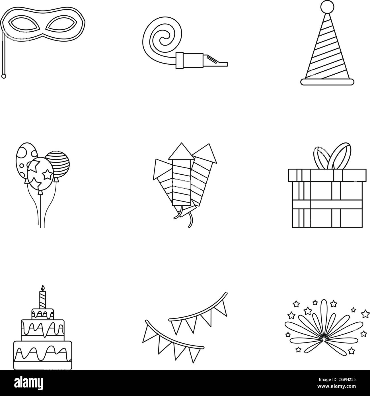 Holiday birthday icons set, outline style Stock Vector Image & Art - Alamy