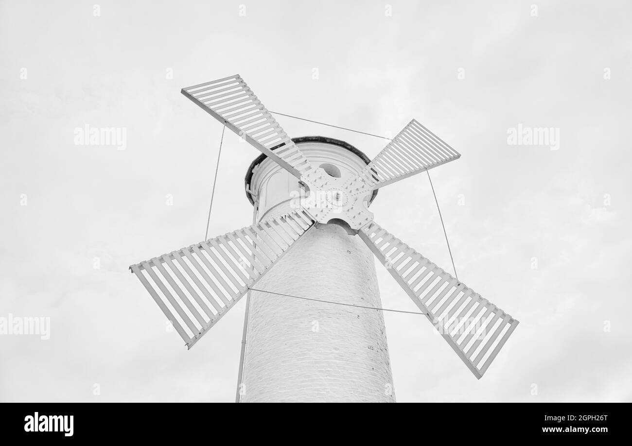 The top of a white windmill and lighthouse on a white background Stock ...
