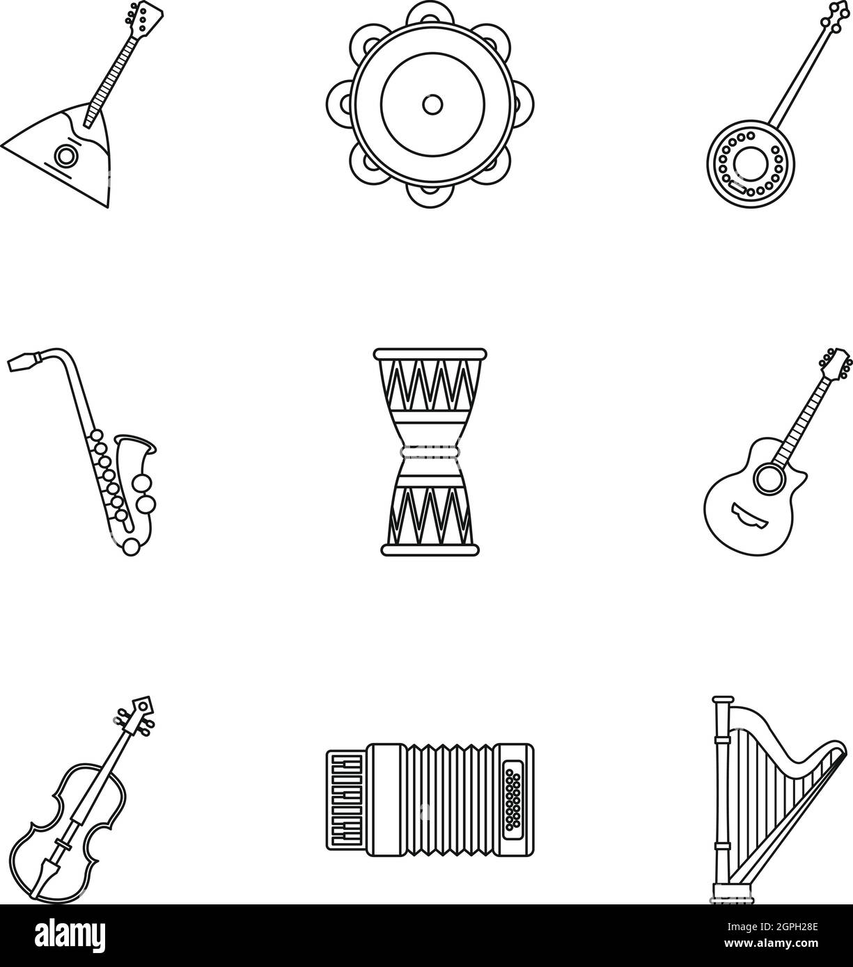 Art tambourine icon outline Black and White Stock Photos & Images - Alamy