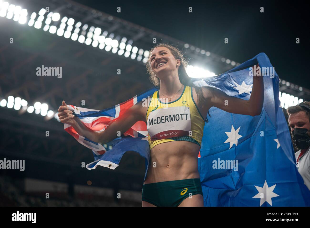 Nicola Mcdermott participating in high jump at the 2020 Tokyo Olympics ...