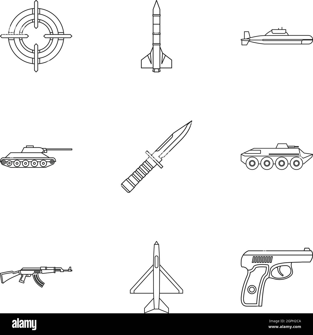 Military weapons icons hi-res stock photography and images - Alamy