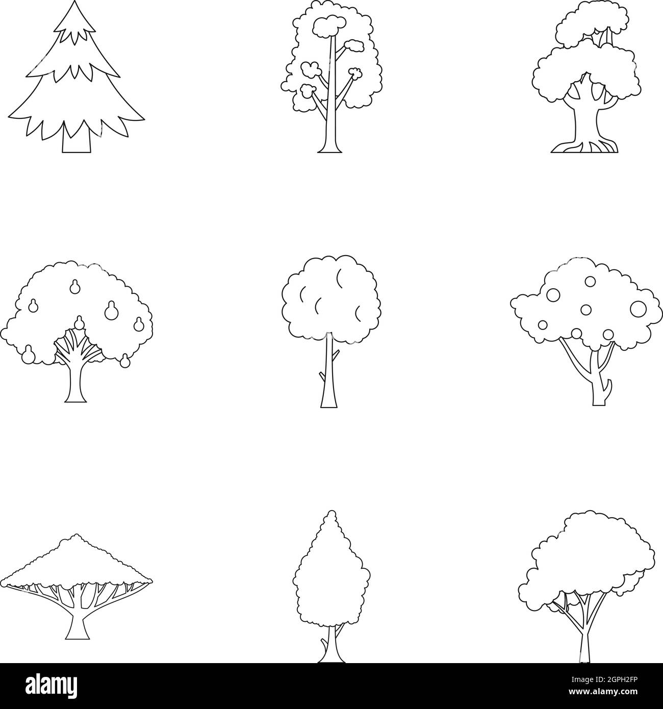 Trees icons set, outline style Stock Vector Image & Art - Alamy