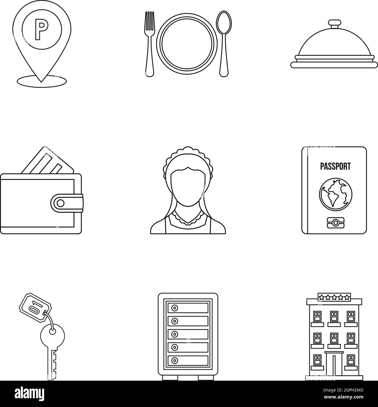 Travel outline icons passport hi-res stock photography and images - Alamy