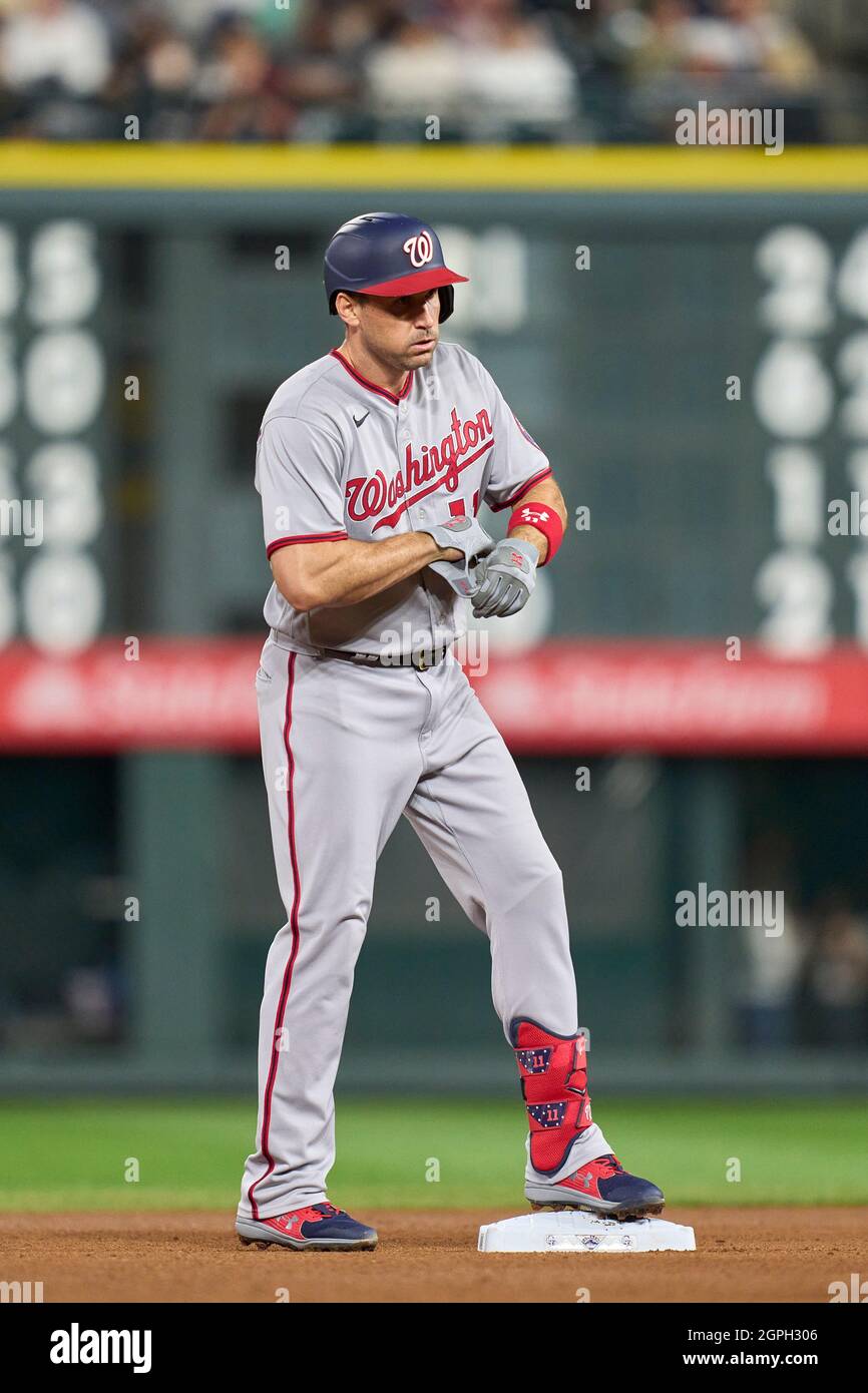 September 28 2021: Washington first baseman Ryan Zimmerman (11) gets a ...