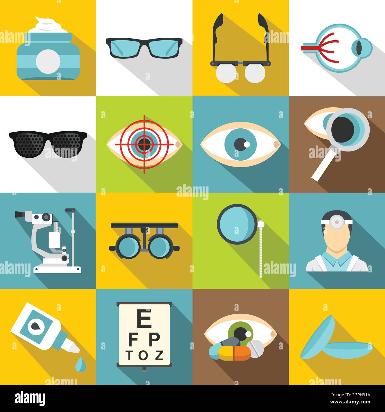Ophthalmologist tools icons set, flat style Stock Vector Image & Art ...