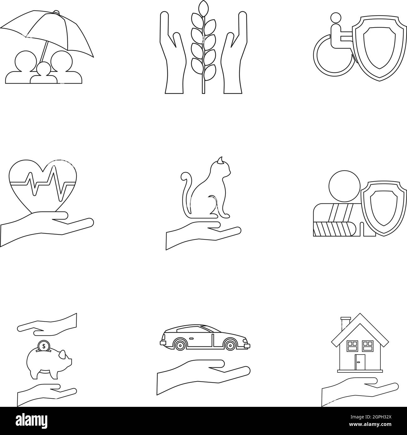 Icon life insurance family Black and White Stock Photos & Images - Alamy