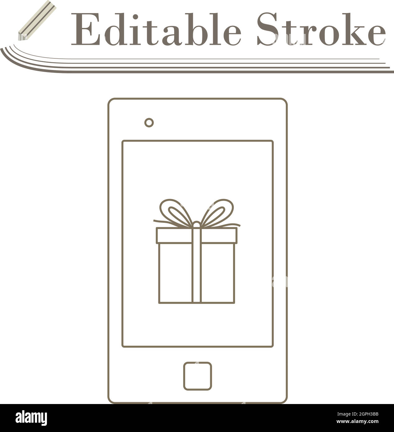 Smartphone With Gift Box On Screen Icon Stock Vector Image & Art - Alamy