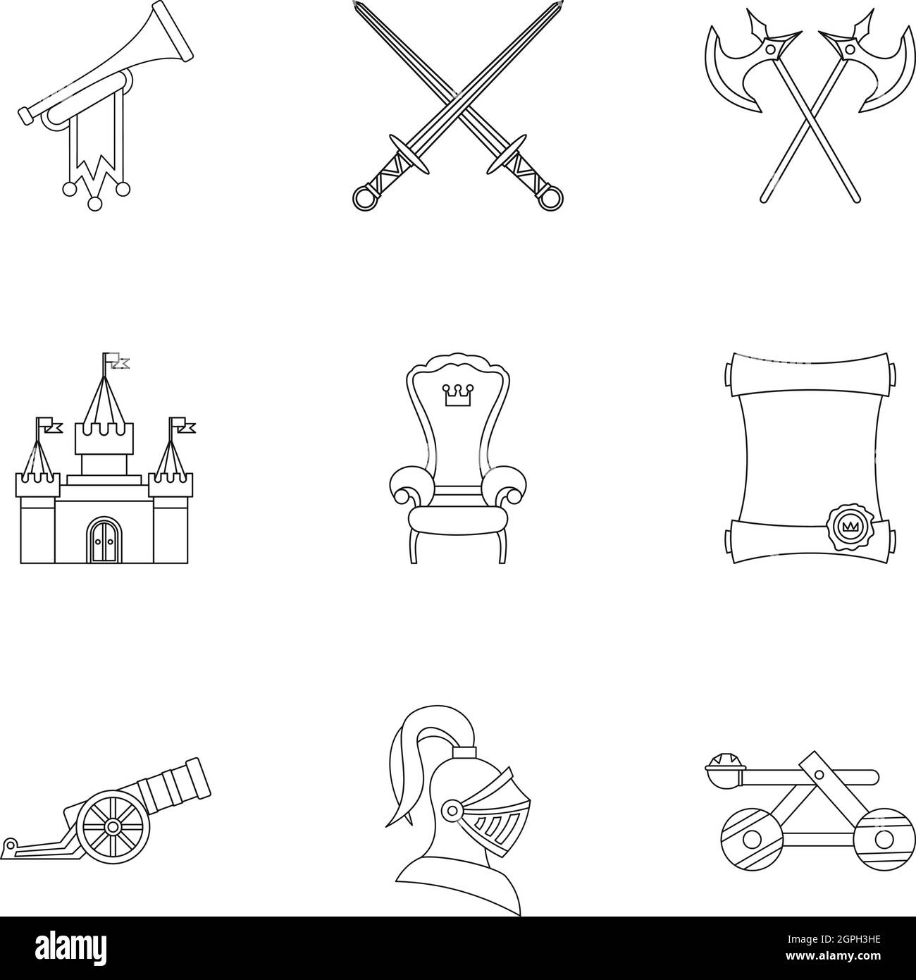 Military middle ages icons set, outline style Stock Vector Image & Art ...
