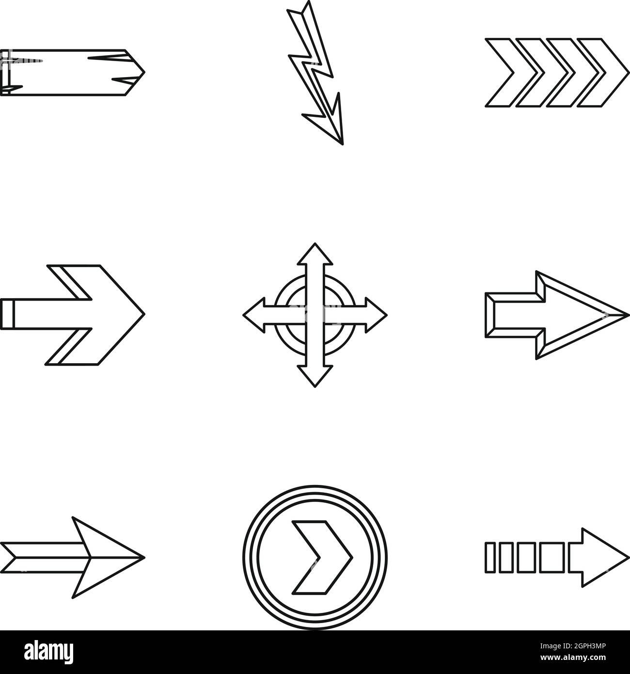 Types of arrows icons set, outline style Stock Vector Image & Art - Alamy