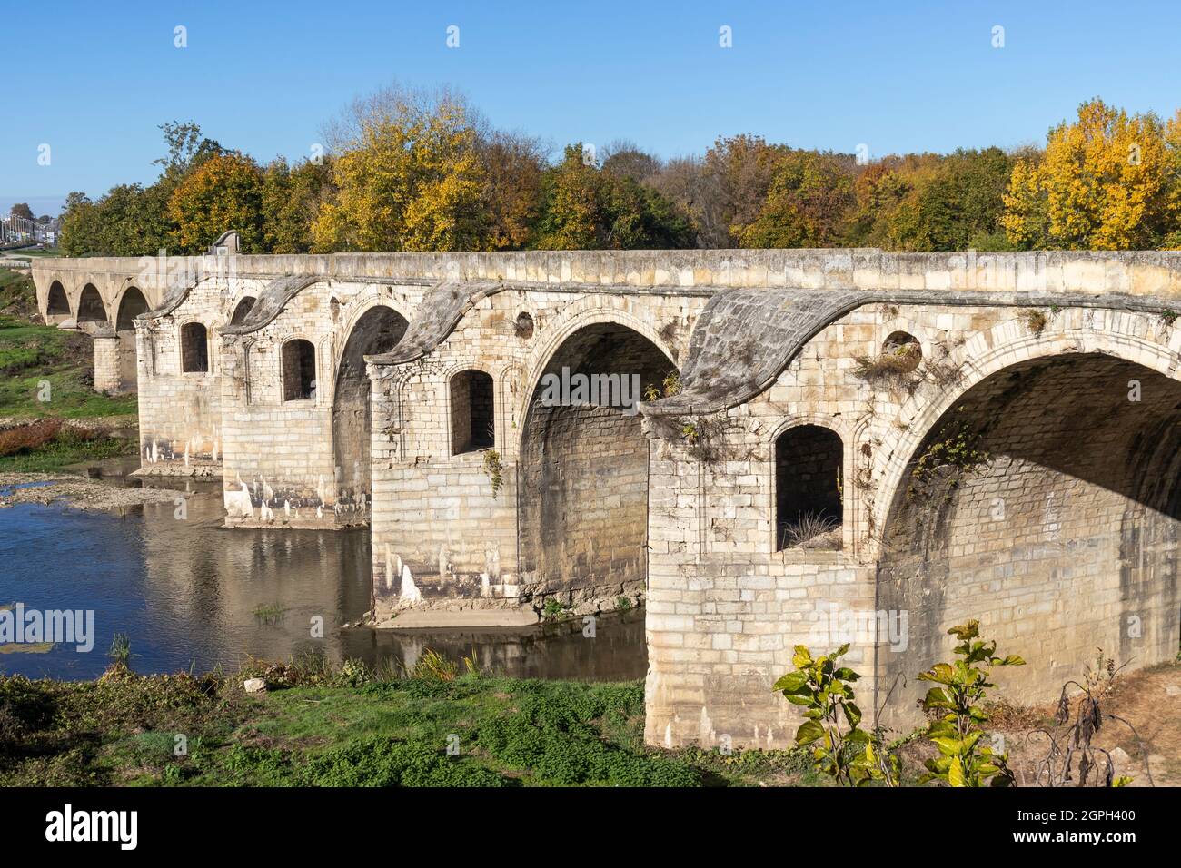 BYALA, BULGARIA - NOVEMBER 2, 2020: Nineteenth-century bridge over the ...
