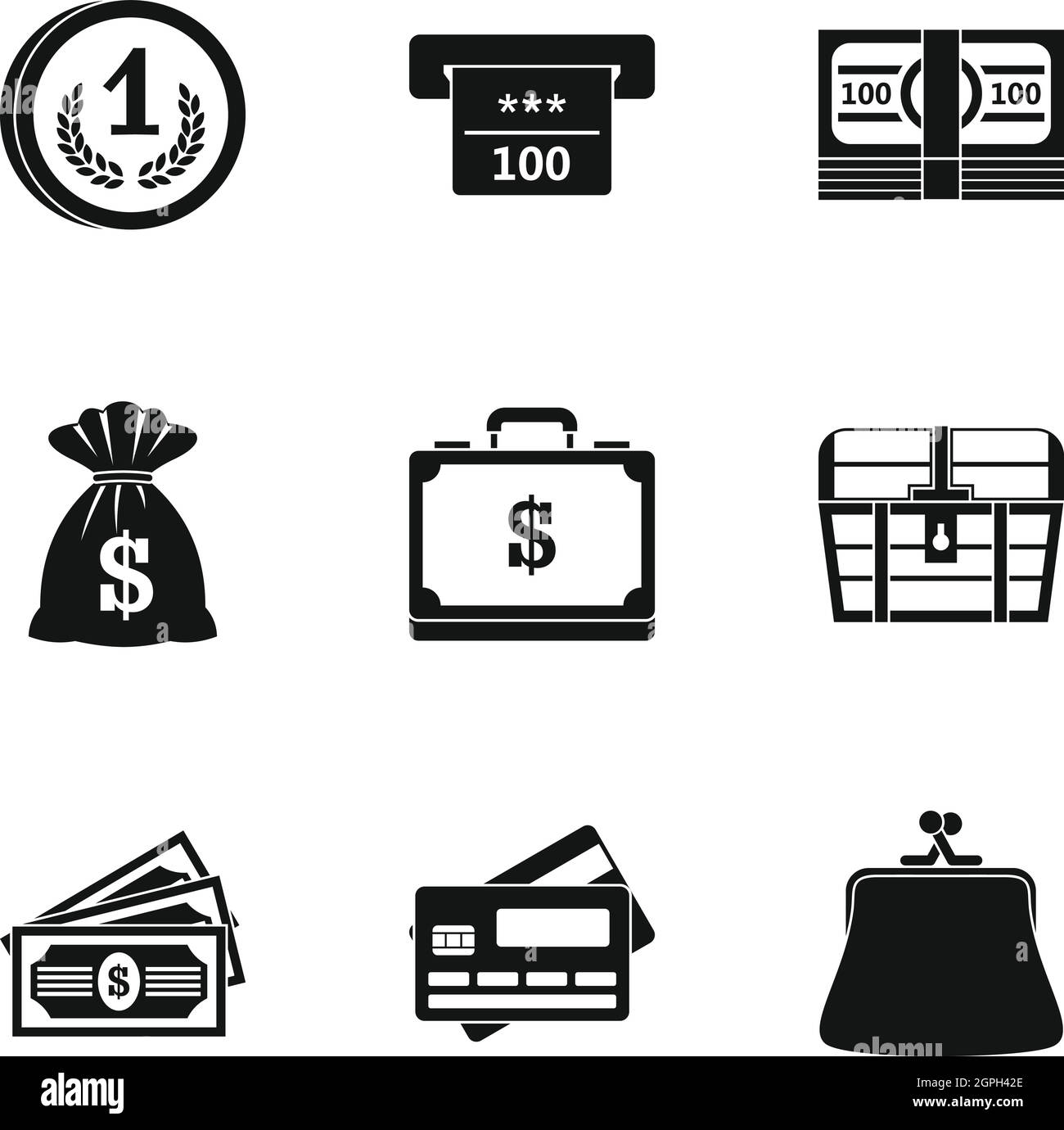 Cash icons set, simple style Stock Vector Image & Art - Alamy
