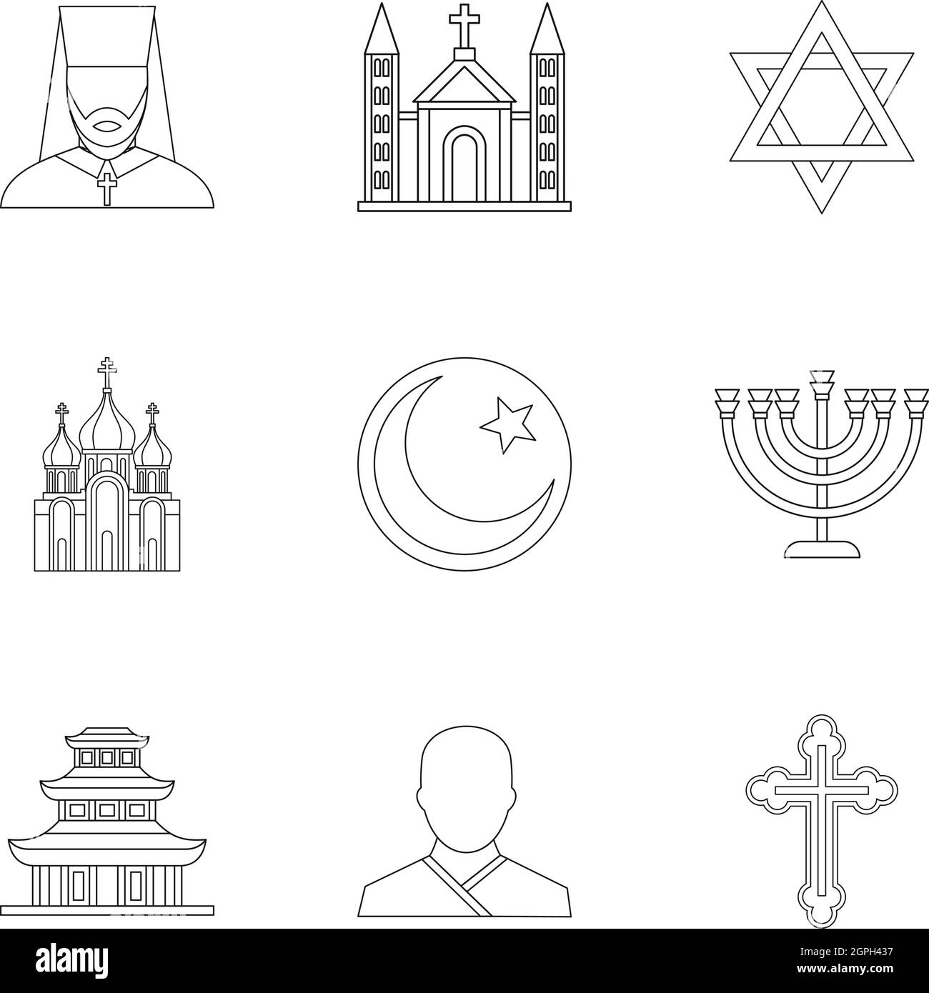 Faith icons set, outline style Stock Vector Image & Art - Alamy