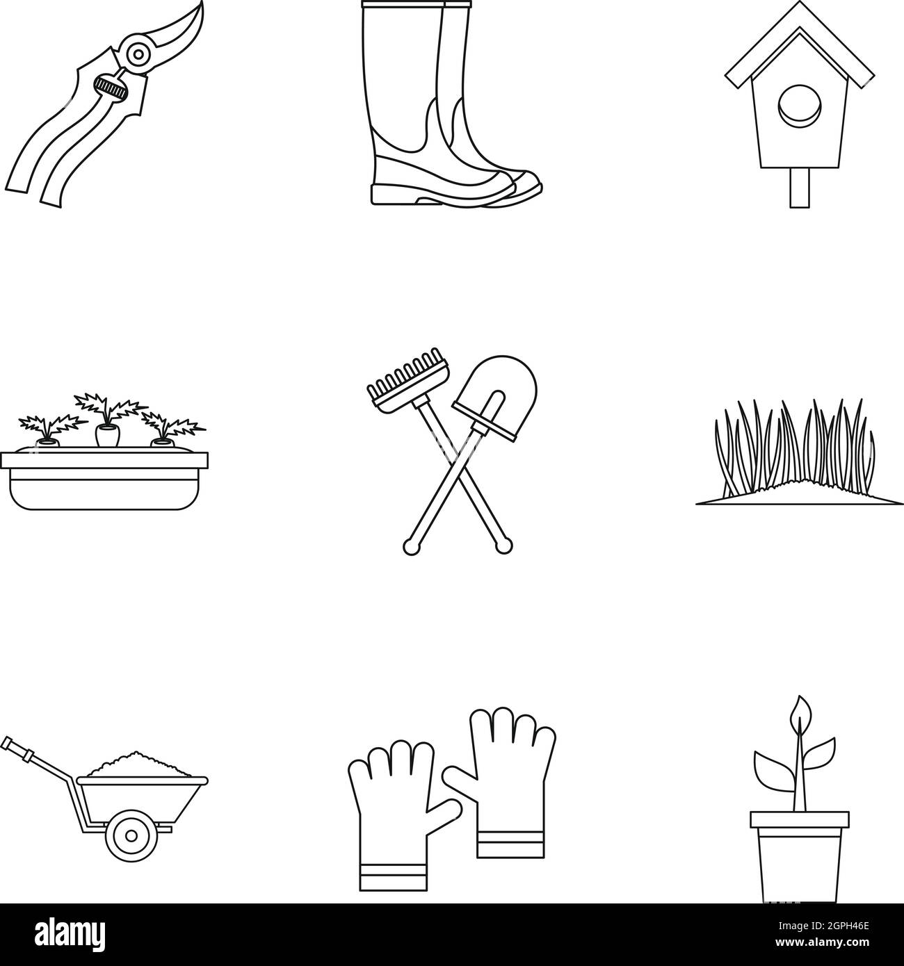 Farm icons set Black and White Stock Photos & Images - Alamy