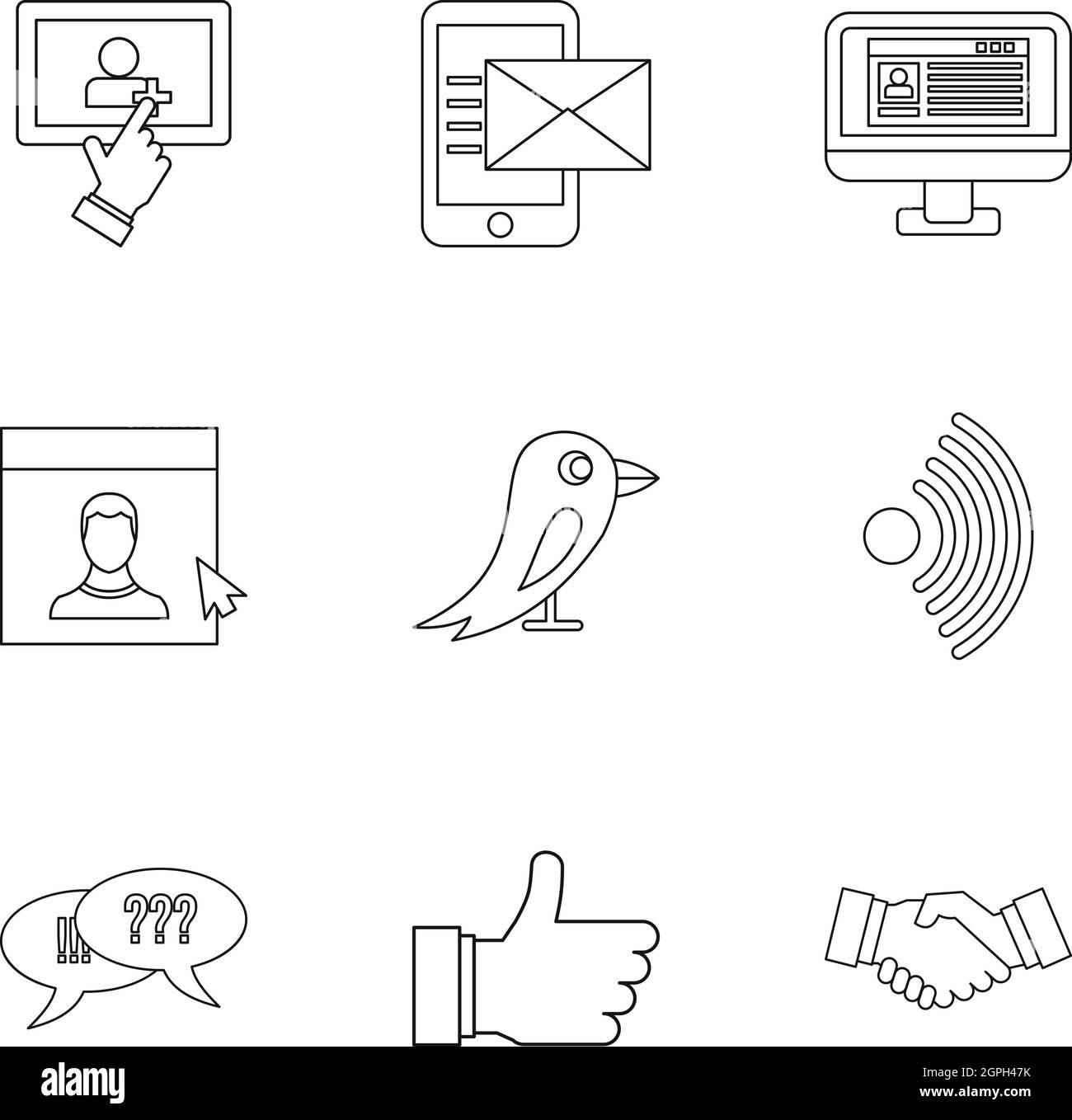 Communication icons set, outline style Stock Vector Image & Art - Alamy