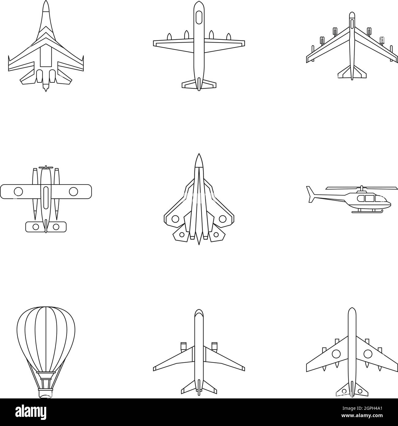 Military aircraft icons set, outline style Stock Vector Image & Art - Alamy