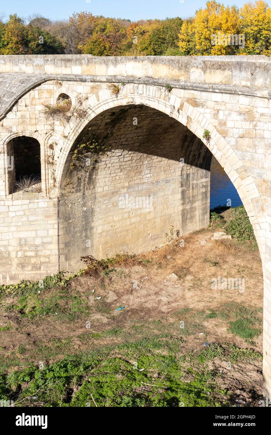 BYALA, BULGARIA - NOVEMBER 2, 2020: Nineteenth-century bridge over the ...