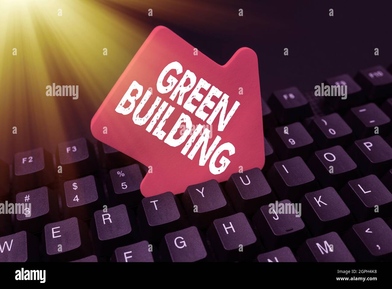Text caption presenting Green Building. Business overview A structure ...