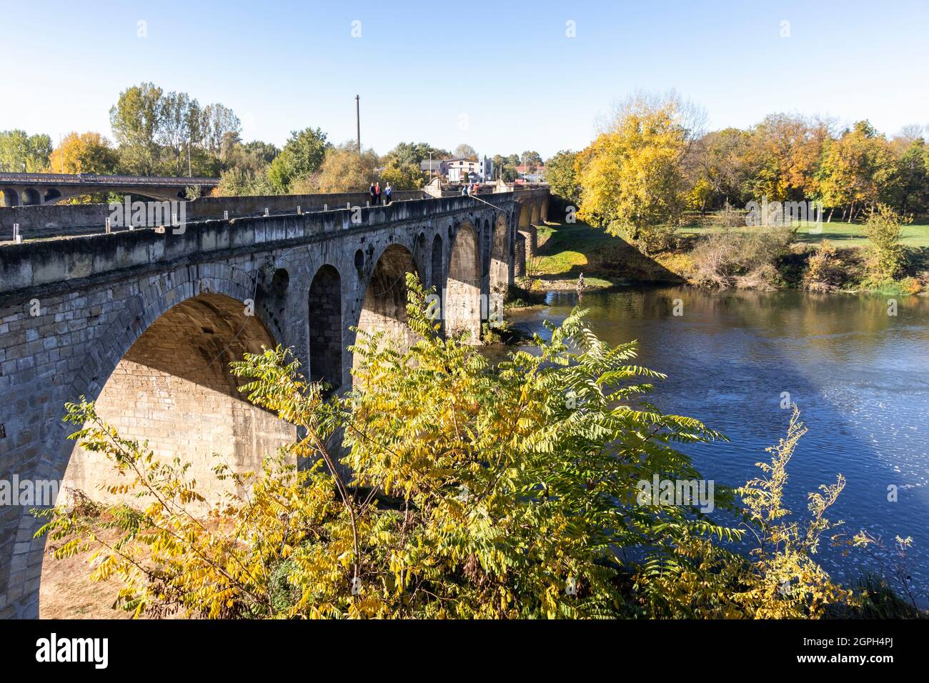BYALA, BULGARIA - NOVEMBER 2, 2020: Nineteenth-century bridge over the ...