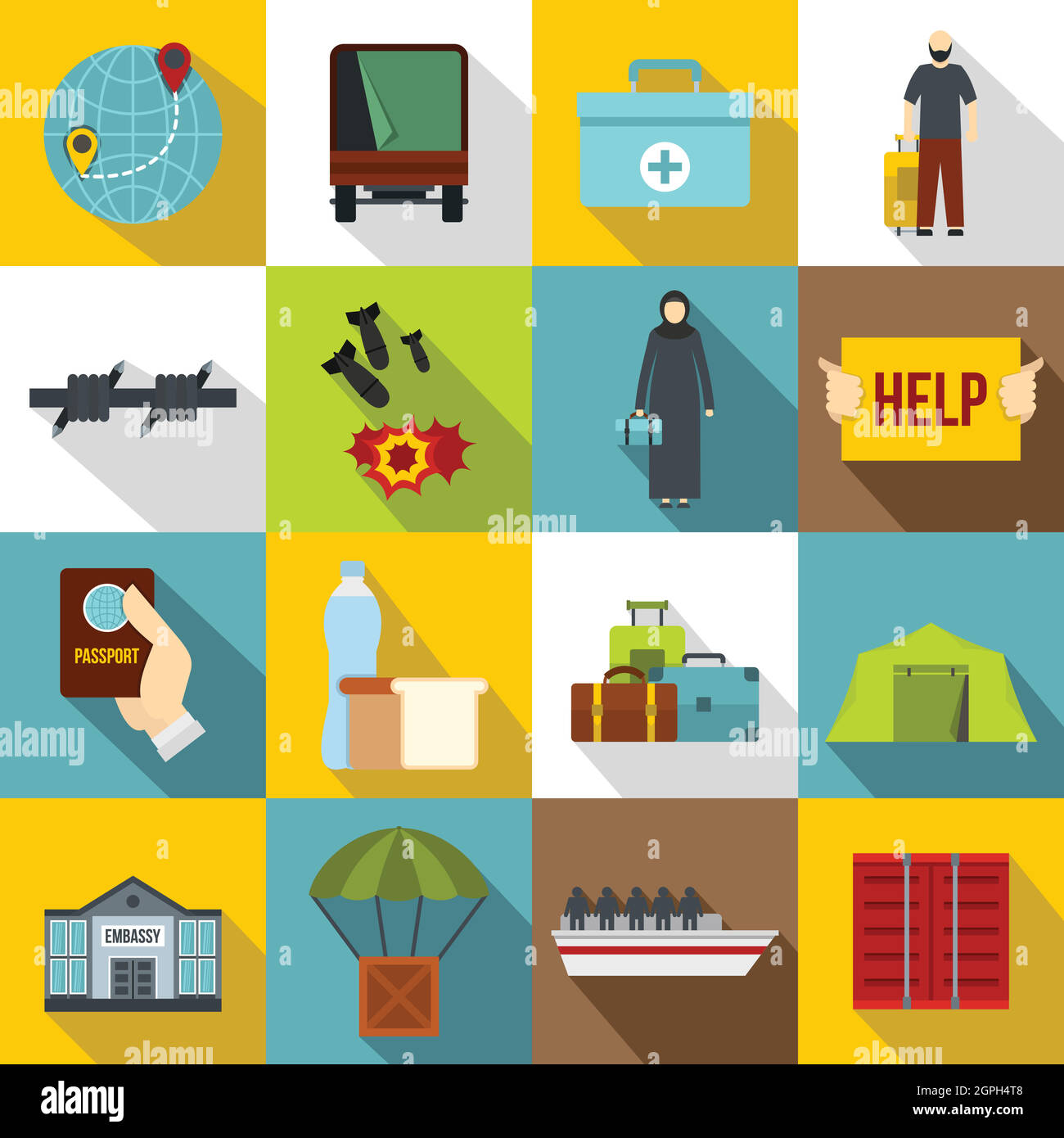 Refugees problem icons set, flat style Stock Vector Image & Art - Alamy
