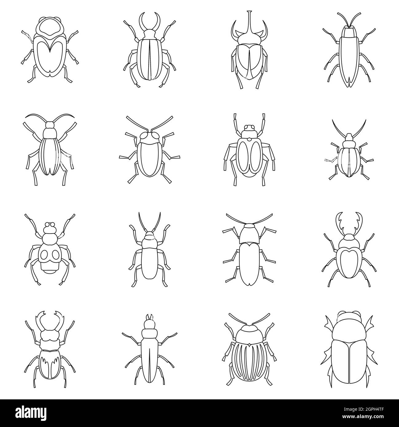 Bugs icons set, outline style Stock Vector Image & Art - Alamy