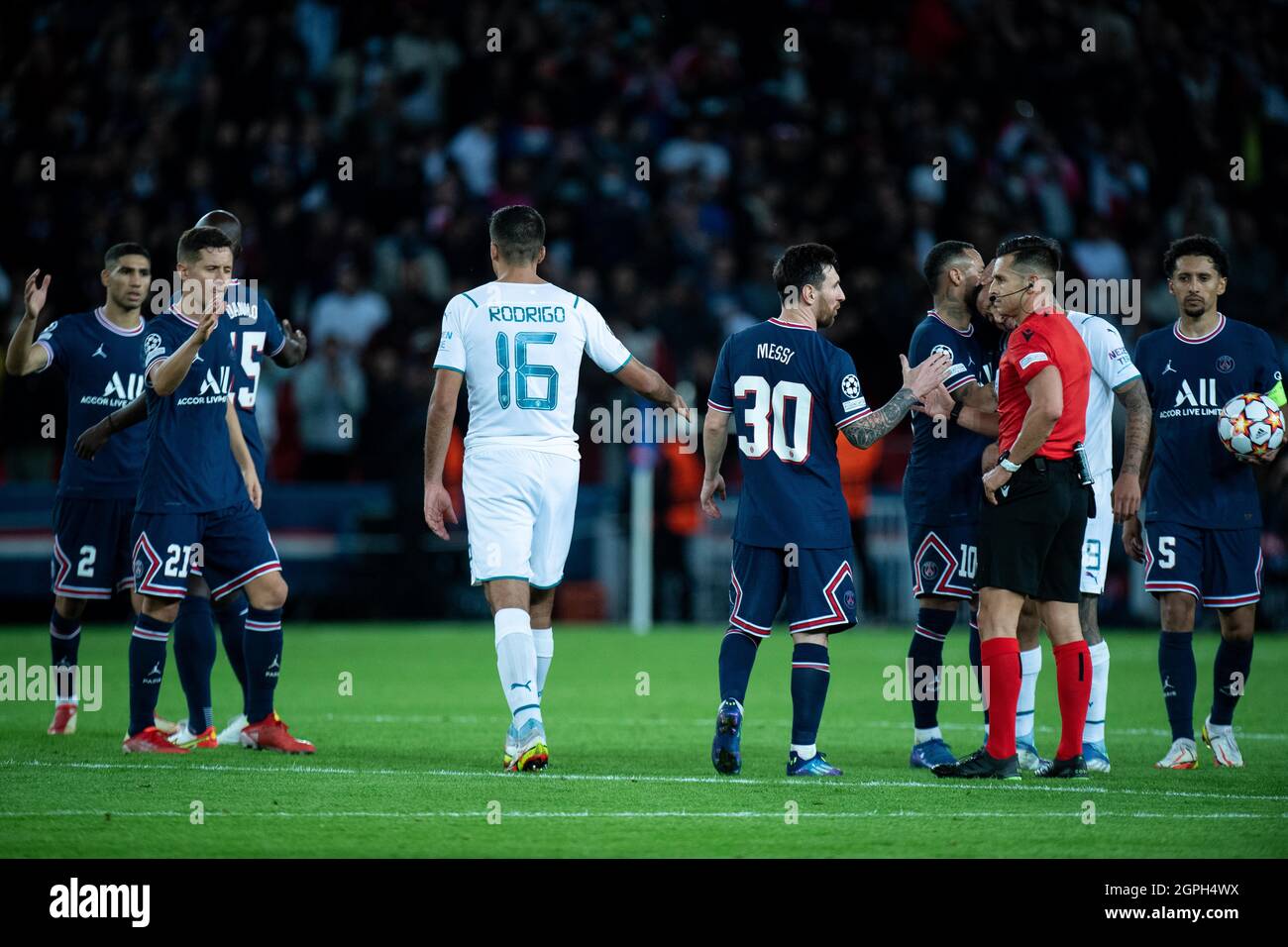 Lionel Messi and Rodri during the UEFA Champions League group A match ...
