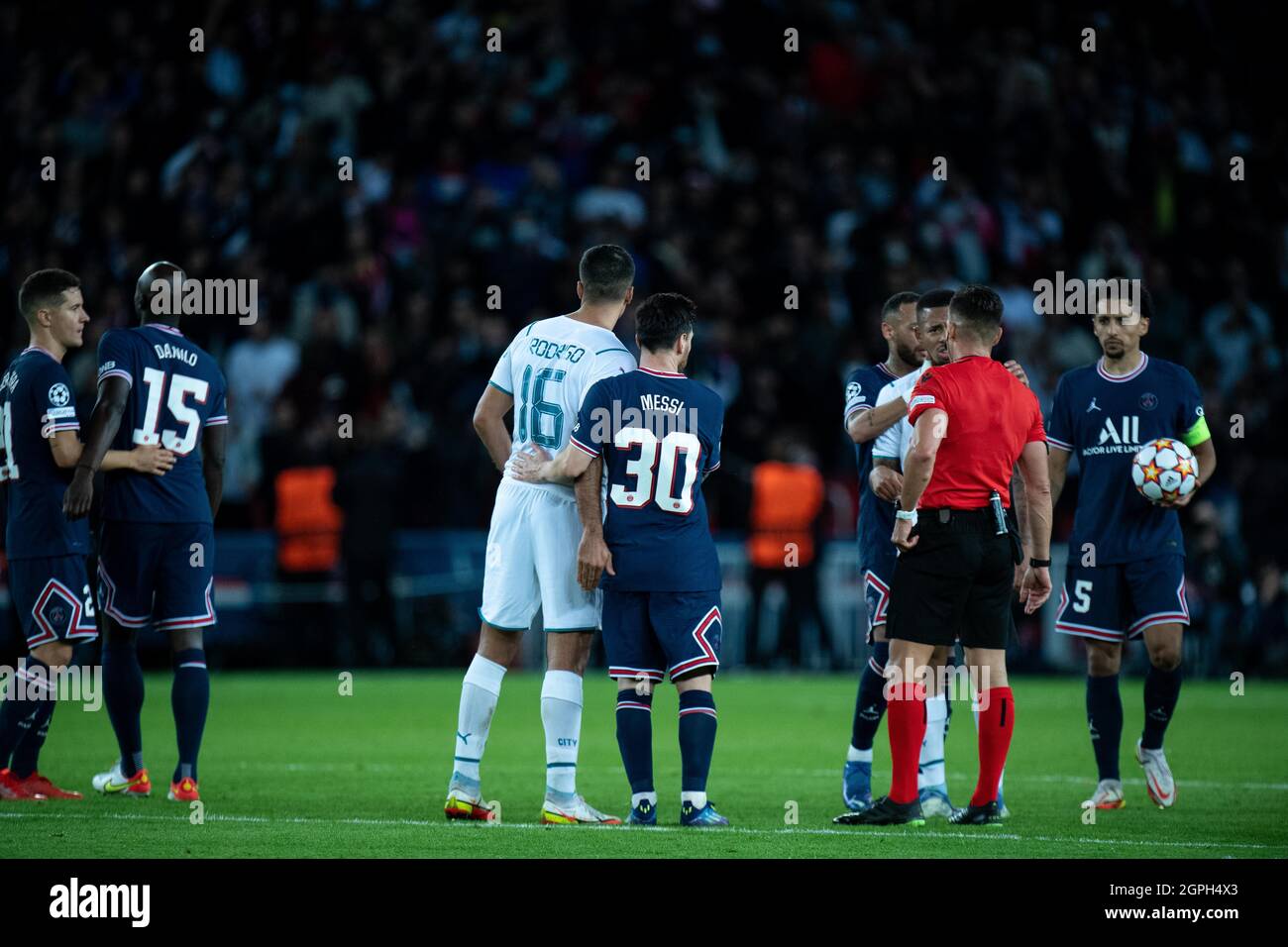 Lionel Messi and Rodri during the UEFA Champions League group A match ...
