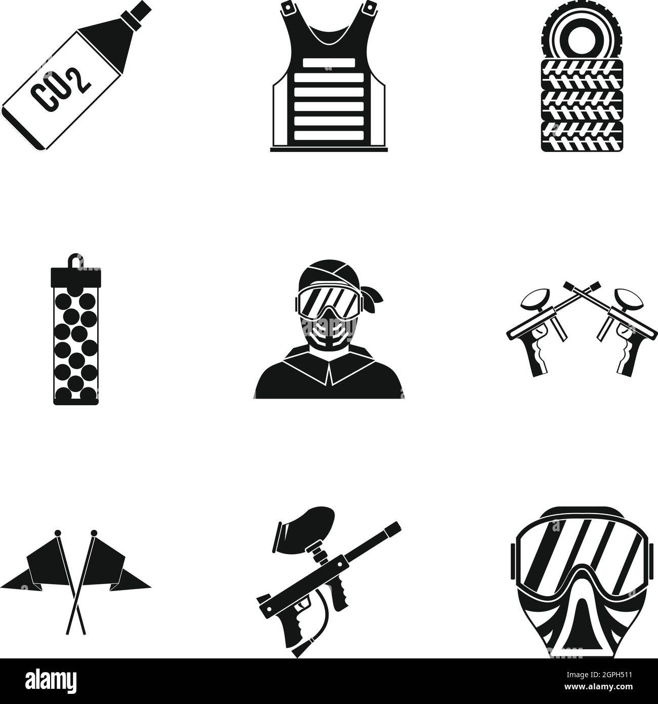 Shooting paintball icons set, simple style Stock Vector Image & Art - Alamy