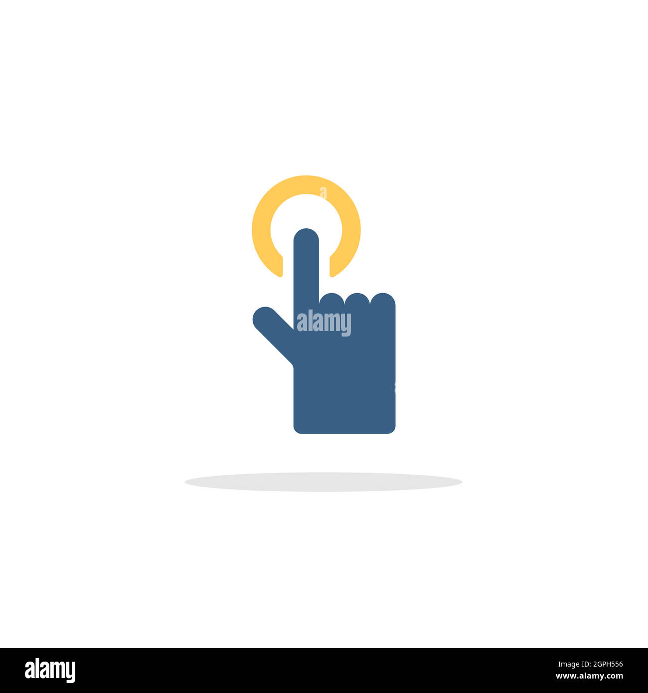 Hand selecting button. Finger touch and press the item. Icon with ...